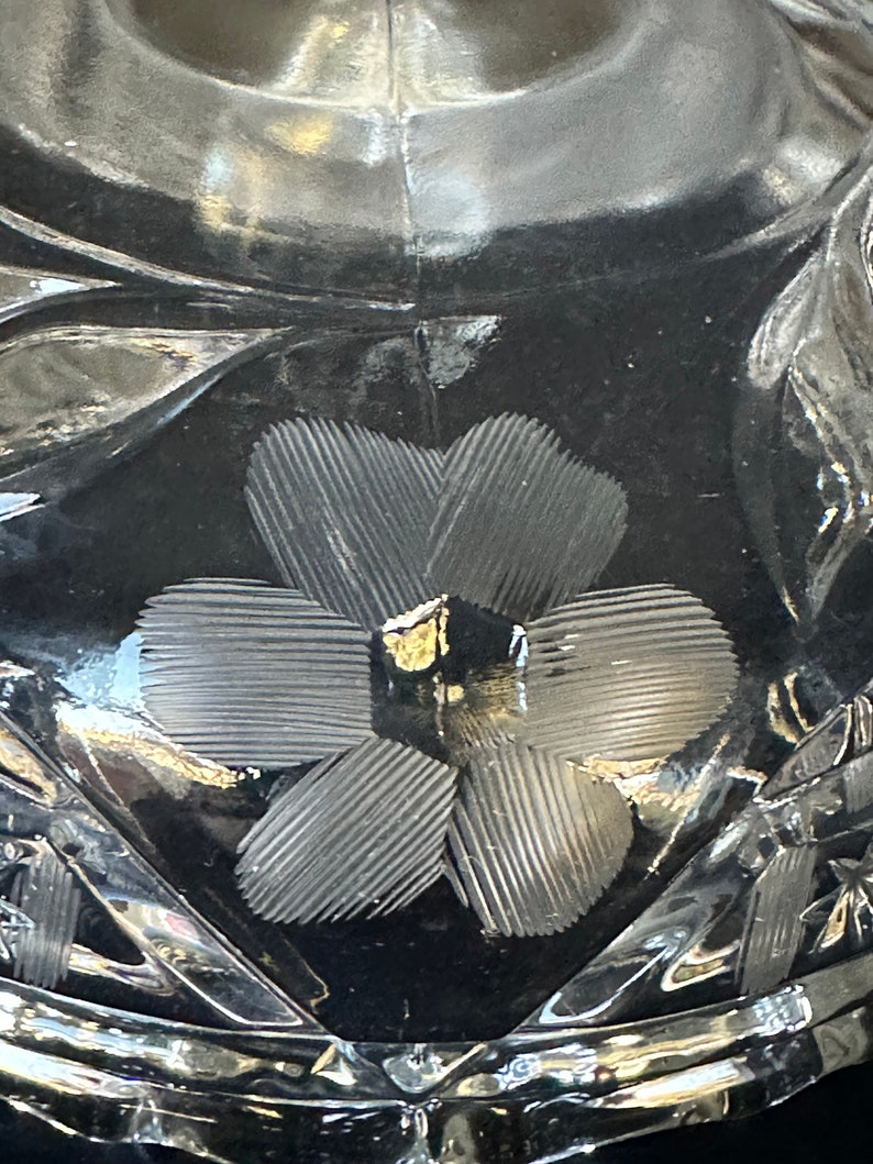Etched Crystal Compote With Floral Detail & Cut Stem - Etsy