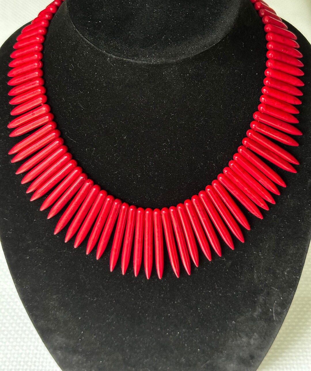 KJL Red Faux Coral Stick/spike Collar Necklace - Kenneth Jay Lane - HTF ...