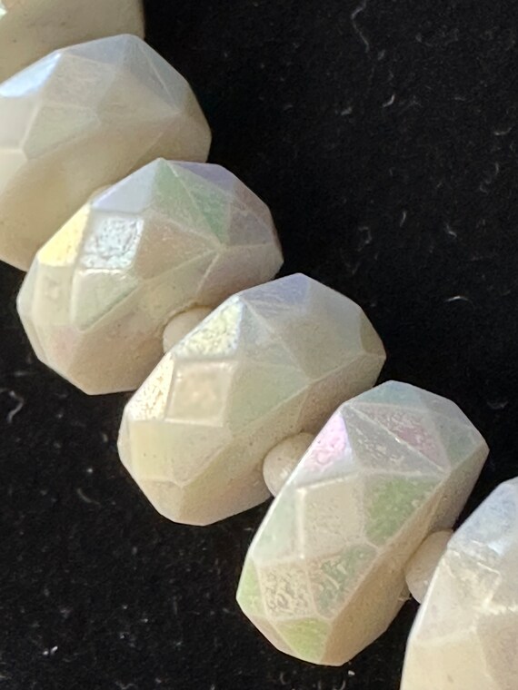 Vintage Austrian White Iridescent Disk Bead 18 Inch N… - Gem