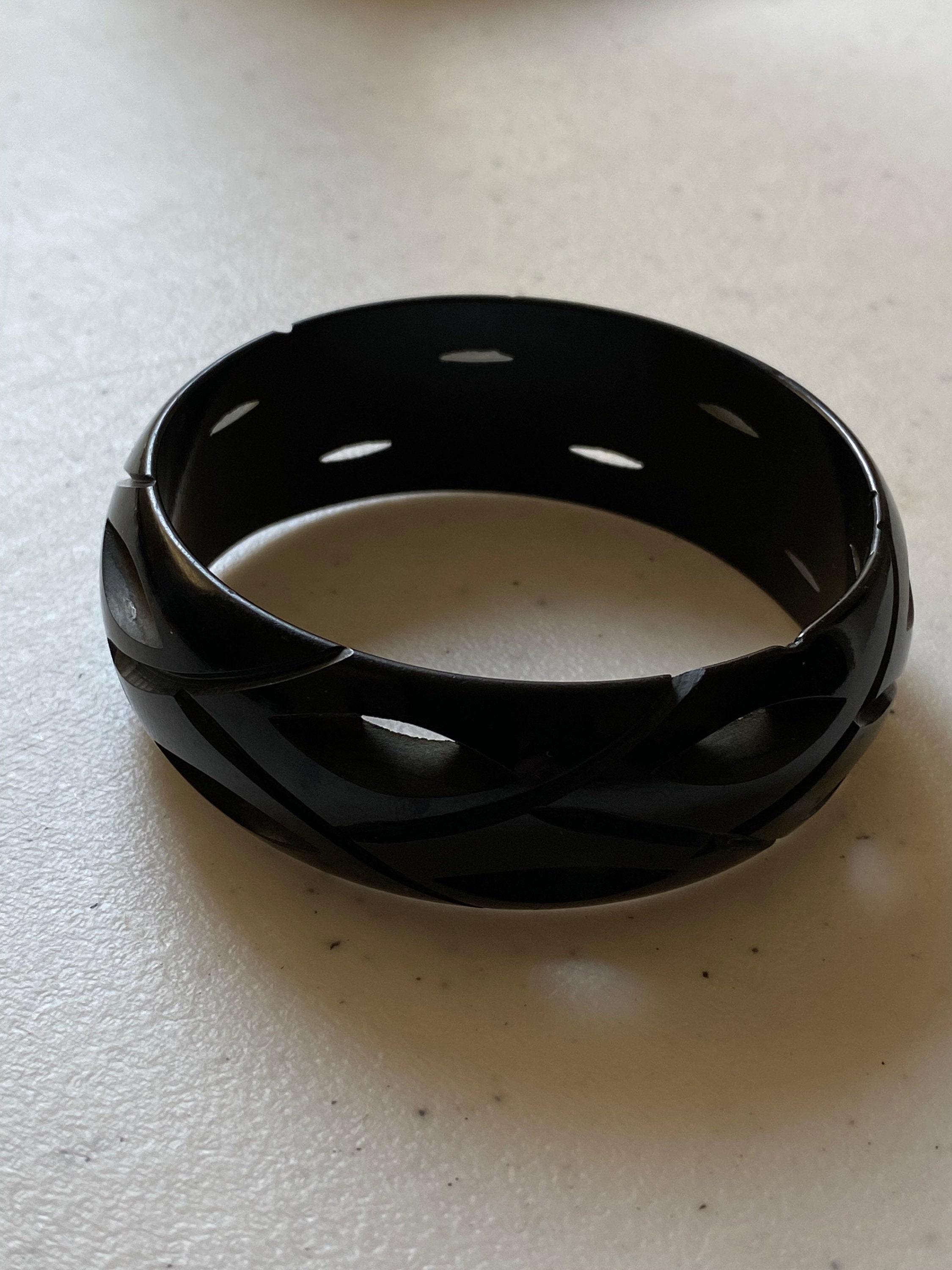 Black Bakelite Bangle Bracelet - Etsy