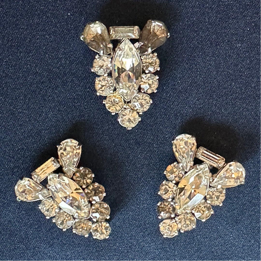 Marquise Shape Clear Faux Stone Pins - Set of Three - Etsy
