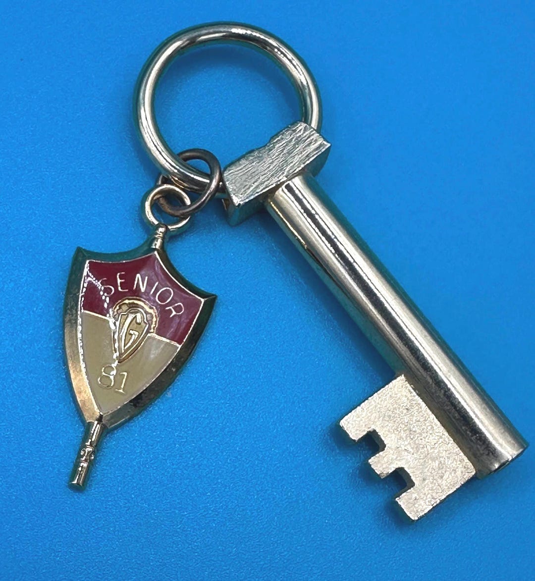 Vintage Jostens 1981 'G' Red Senior Key Charm Pendant - Gold Tone ...