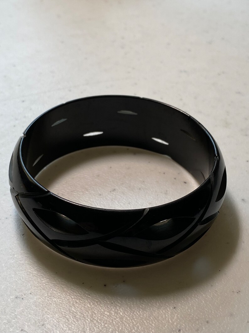 Black Bakelite Bangle Bracelet - Etsy