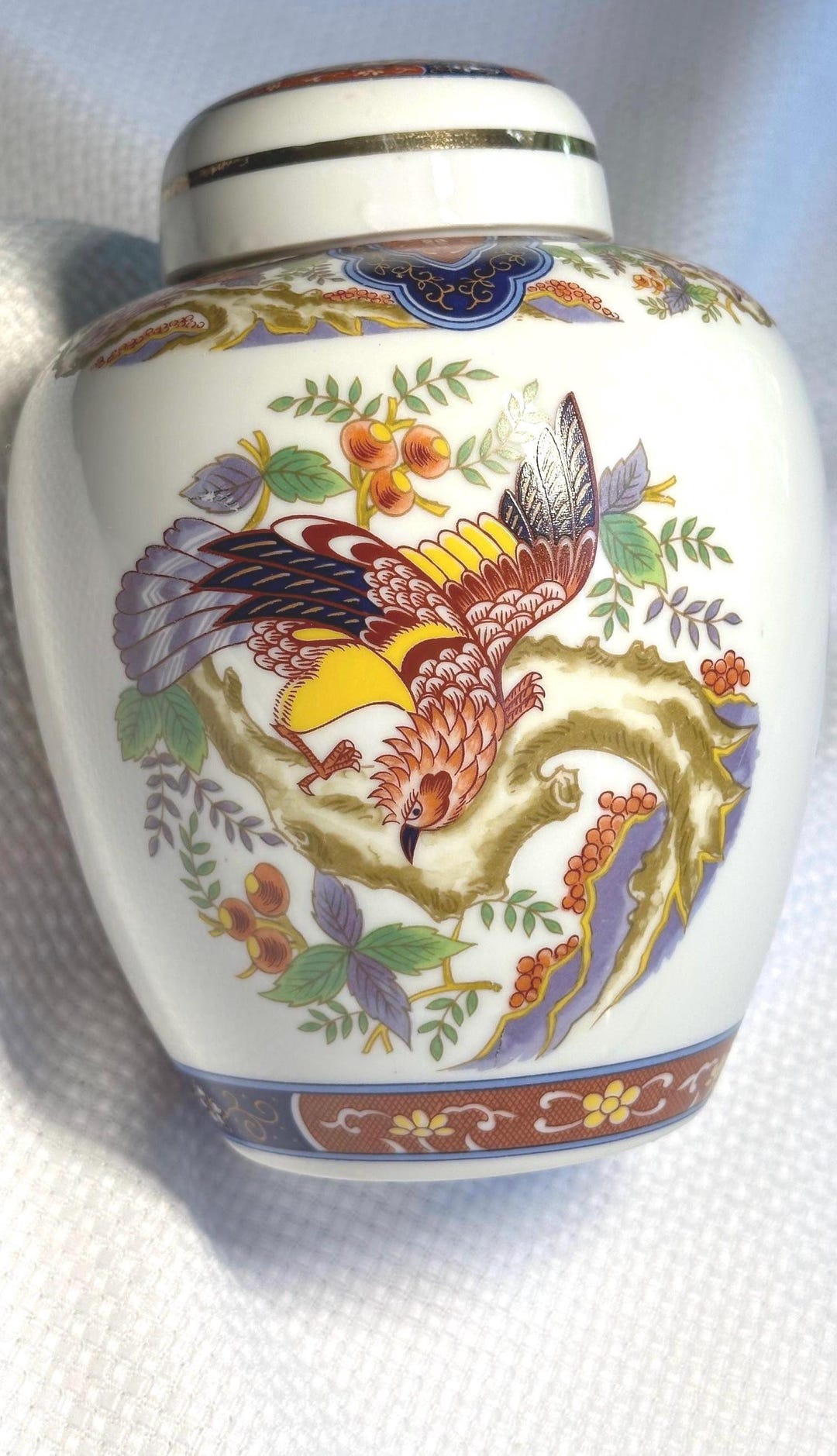 Vintage Imari Ware Phoenix Ginger Jar: Hand-painted Chinoiserie Decor ...