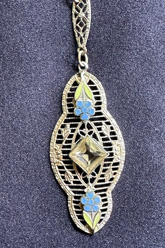 Early 20th Century Filigree Enamel Circular Brooch/Pin - Gem