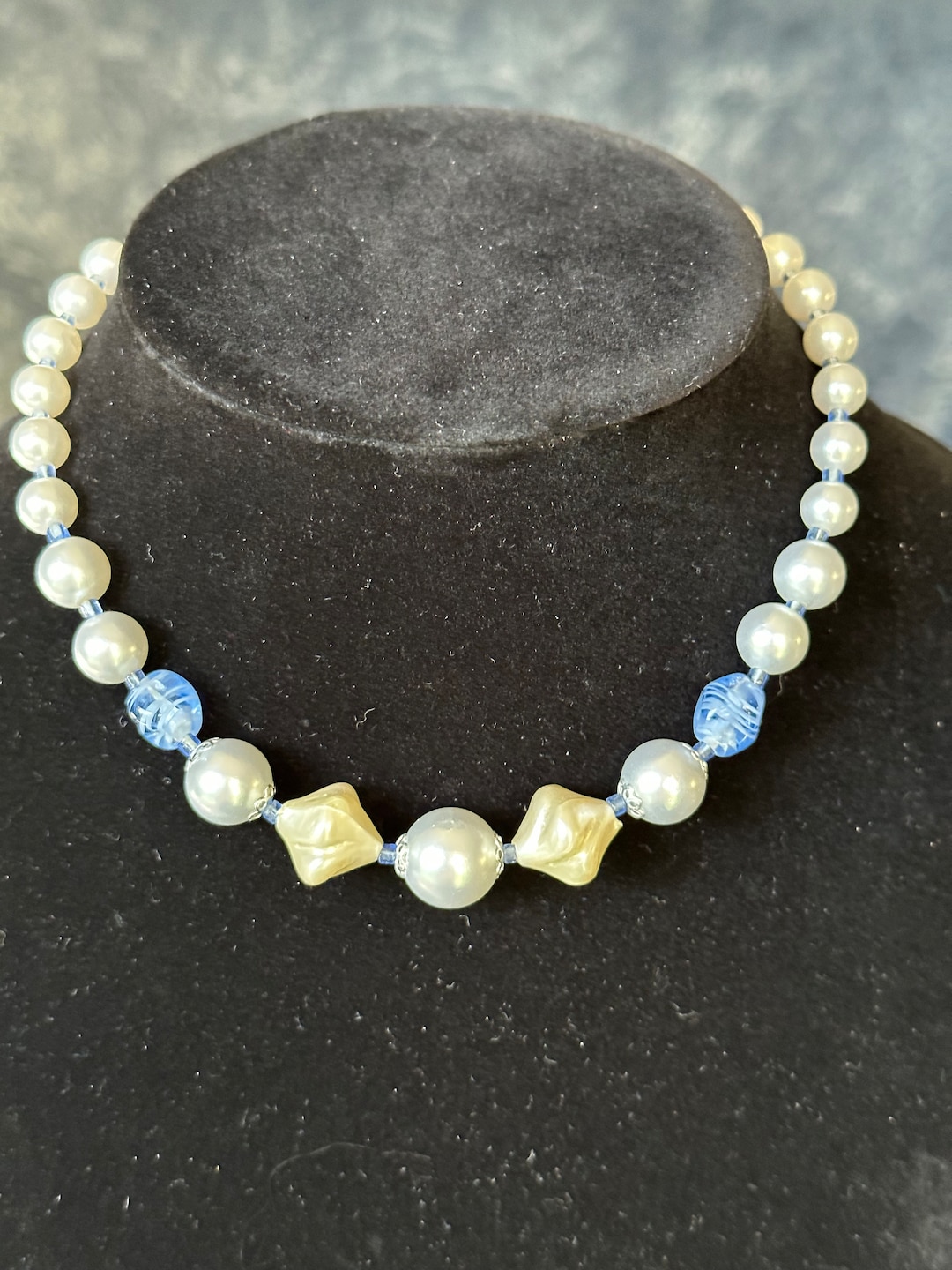 Baby Blue Faux Pearl Single Strand Choker Necklace - Etsy