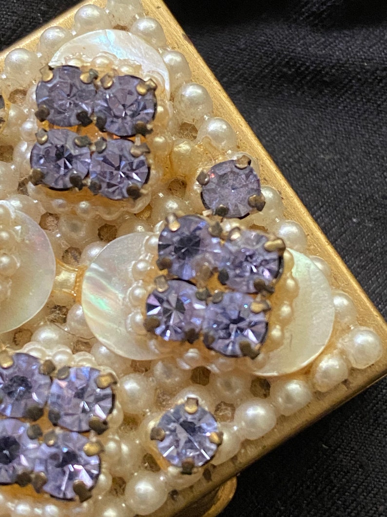 Vintage Wiesner Purple Rhinestone and Faux Pearl Trinket Box - Etsy