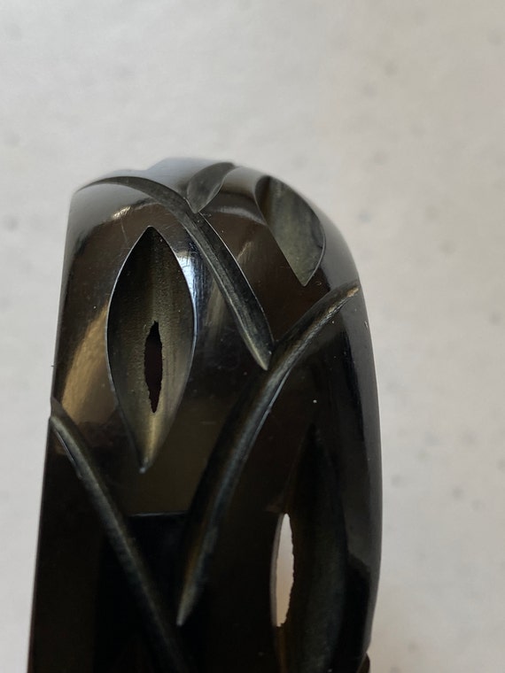 Black Bakelite Bangle Bracelet - Gem