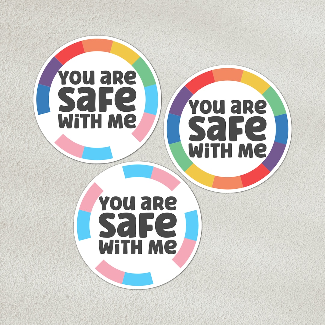 You Are Safe With Me Sticker, in Colours of LGBT or Trans Flag Laptop ...