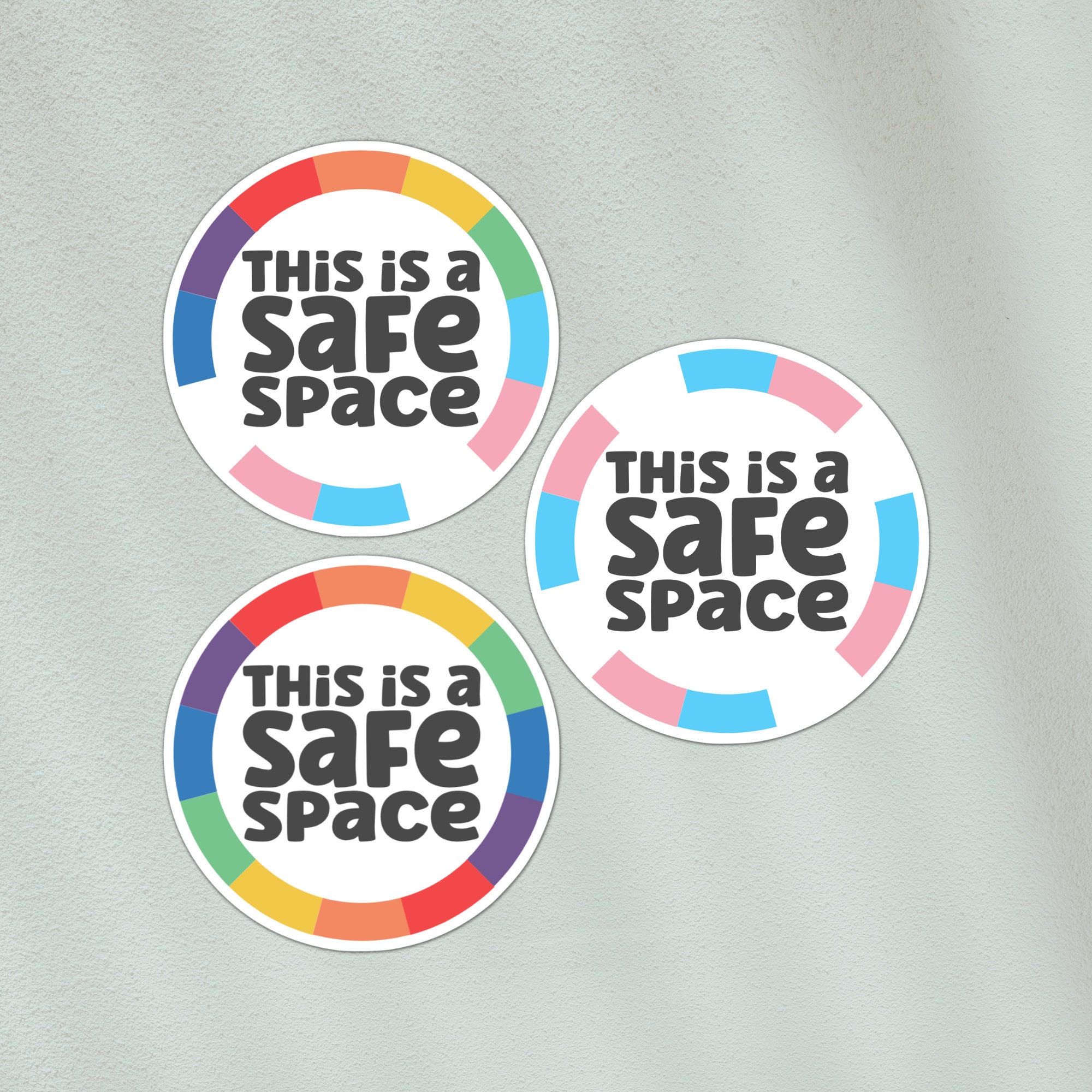 This is a Safe Space Sticker in Colours of LGBT or Trans Flag - Etsy UK