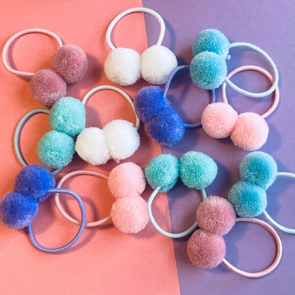 Purple Pom Pom Hair Ties - Etsy UK