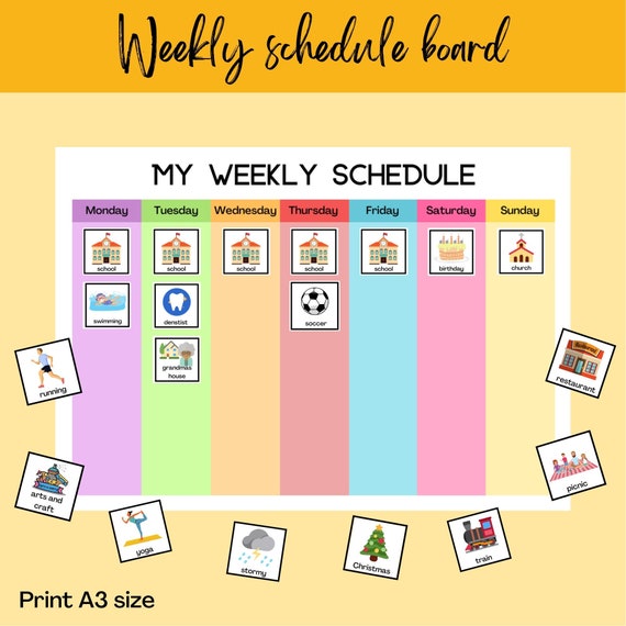 Weekly Visual Schedule Board With 228 Visual Cards | Etsy