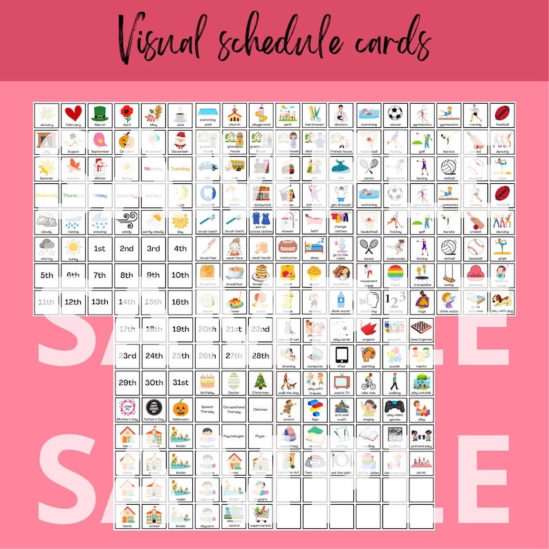 Morning, Afternoon and Night Time Visual Schedule Board Plus 228 Visual ...