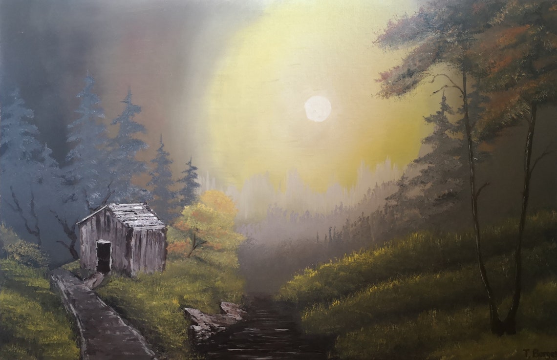 Hidden Delight Bob Ross Inspired Original Landscape Oil Painting - Etsy