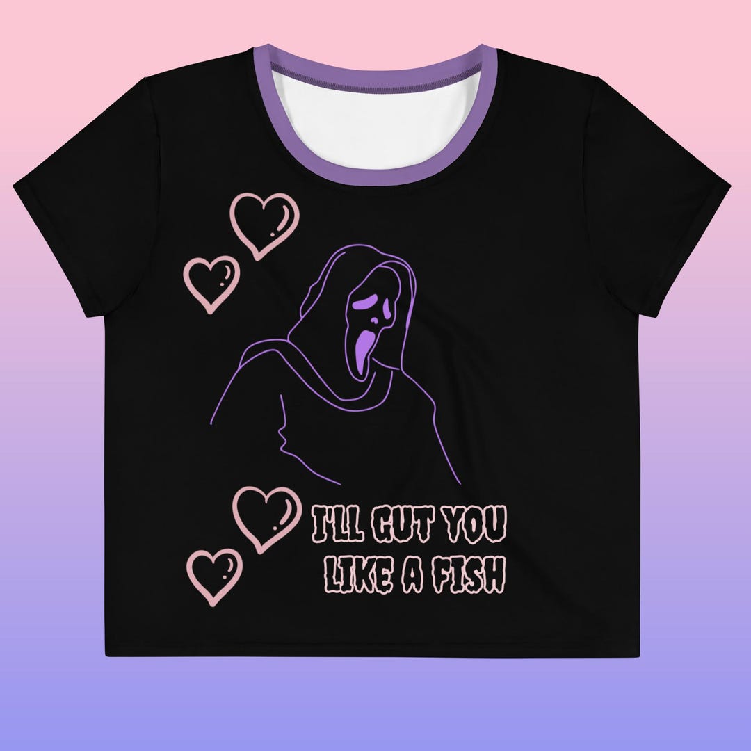 Ghostface Scream Inspired Crop Tee I'll Gut You Like a Fish Halloween ...