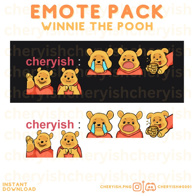 Winnie the Pooh Emote Pack: Twitch, Youtube, Discord (instant Download ...