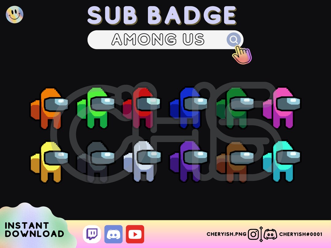 Pixel Among Us Sub Badge Pack Pixel Among Us Emote Pack Among Us Emotes ...