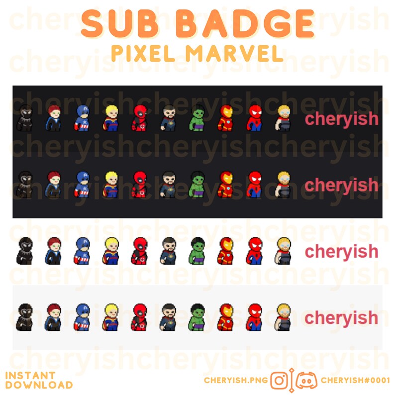 Pixel Marvel Sub Badge Kick Discord Youtube Twitch Emotes Cheer Bit ...