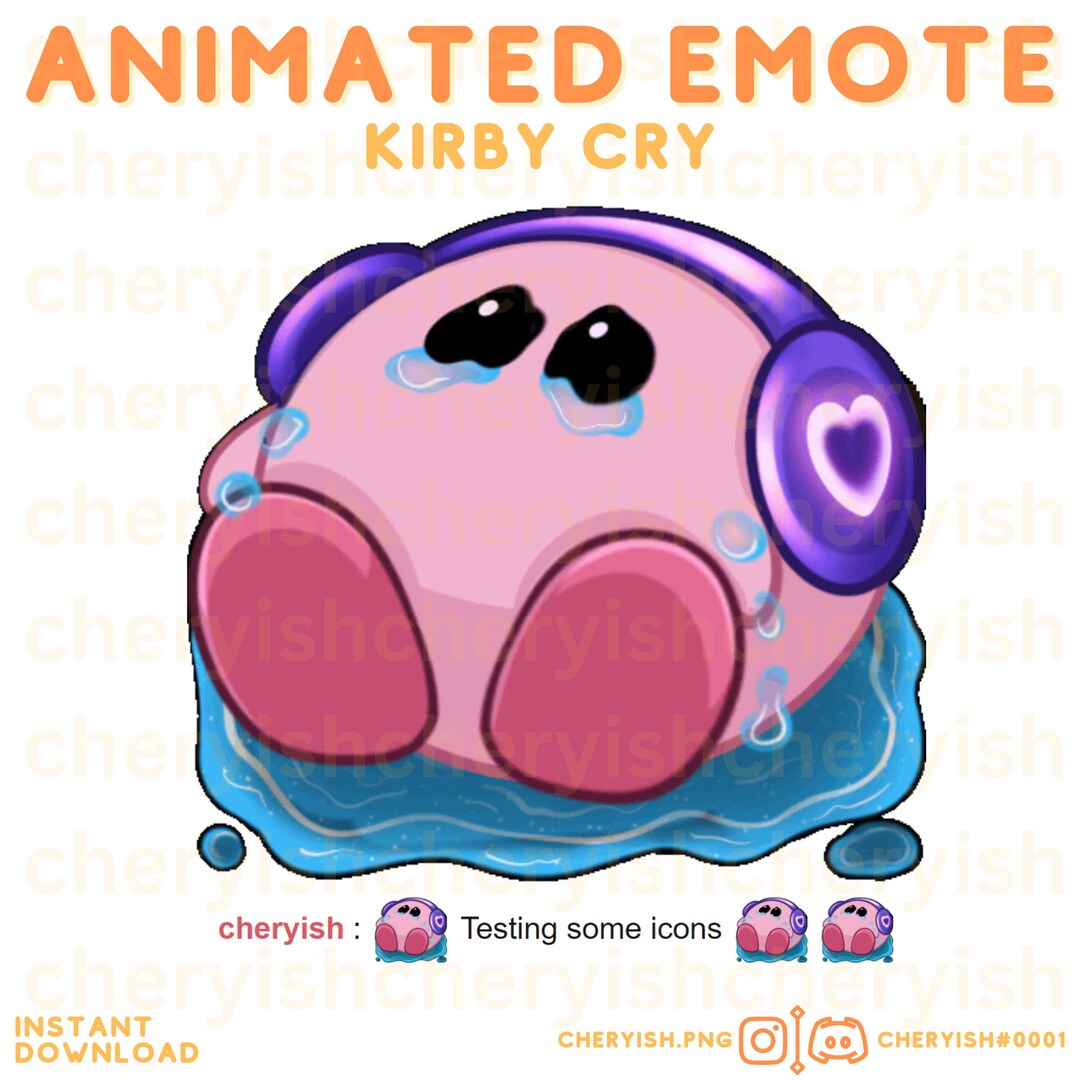 Twitch Animated Kirby Cry Emote | 2 Emotes Pack Animated&static Emote ...