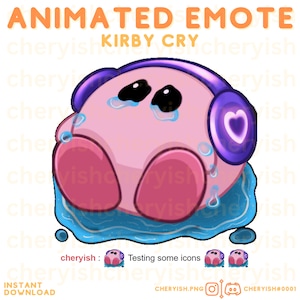 Twitch Animated Kirby Cry Emote | 2 Emotes Pack Animated&static Emote ...