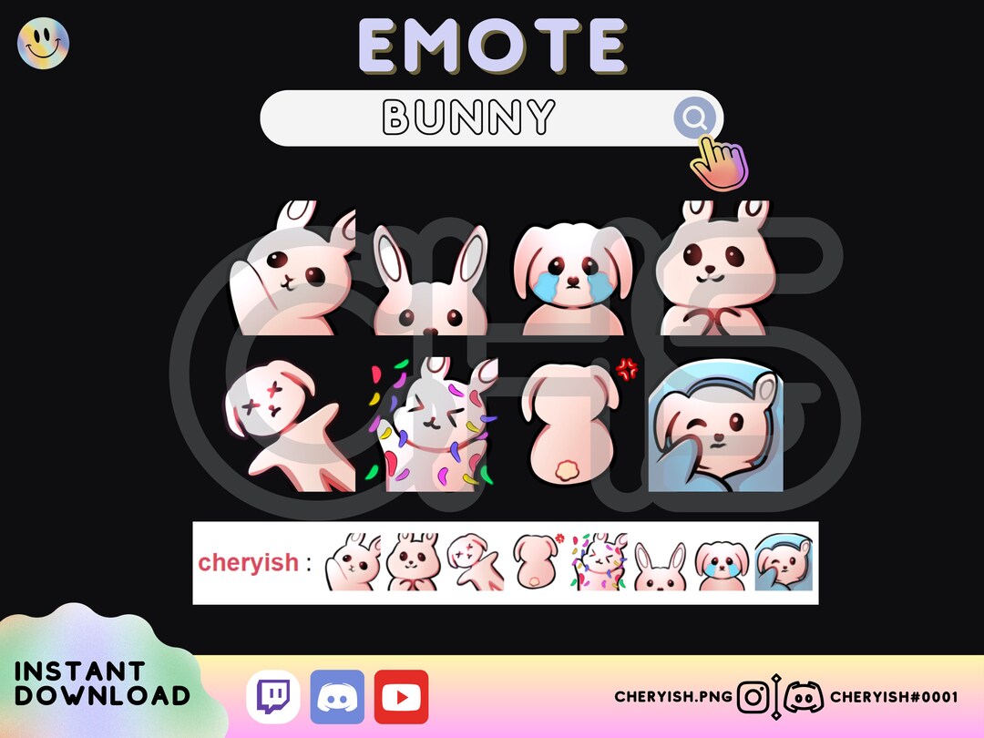 Bunny Emote Pack Rabbit Emote Pack Twitch Bunny Emote - Etsy