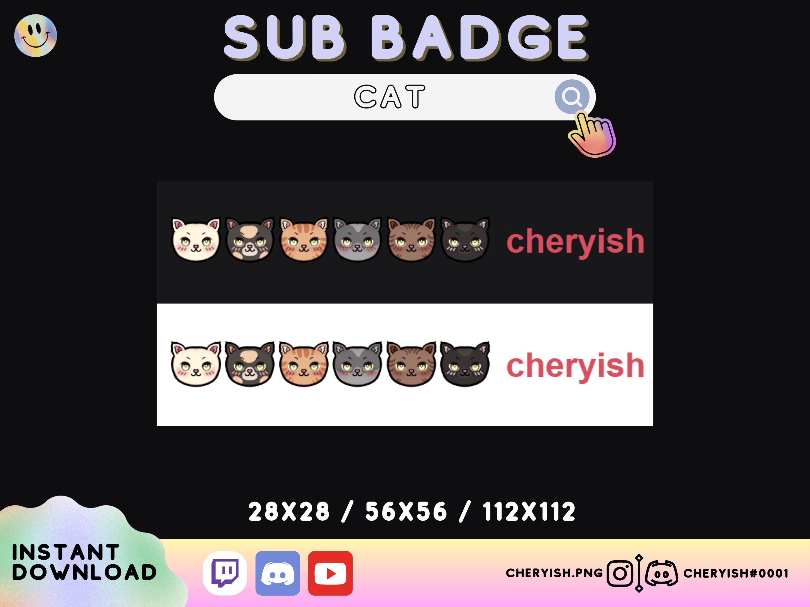 Twitch Sub Badge Cat Sub Badge Cat Bit Badge Cat Cheer Badge - Etsy