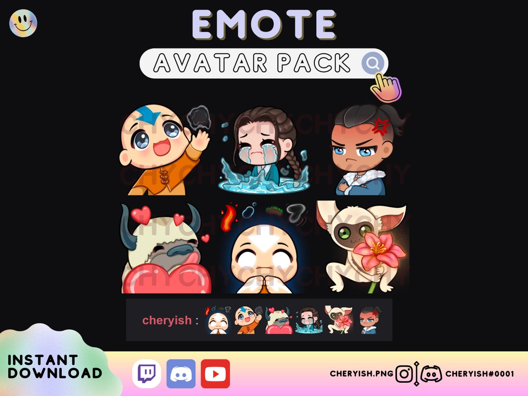 Avatar Emote Pack Aang Katara Sokka Appa Momo Emotes Twitch - Etsy Finland