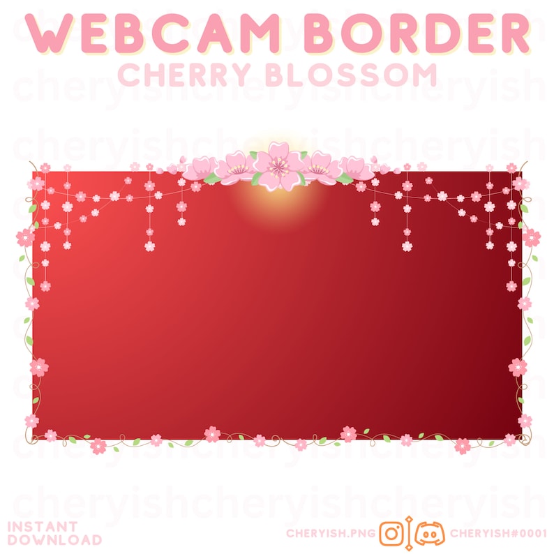 Cherry Blossom Webcam Border | 16:9 Twitch Overlay (digital Download ...
