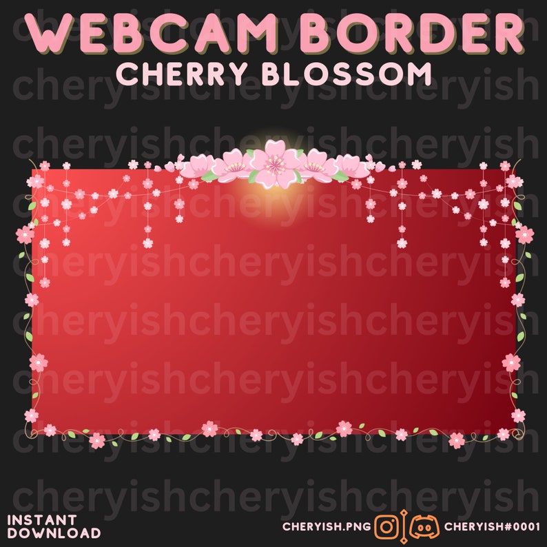 Cherry Blossom Webcam Border | 16:9 Twitch Overlay (digital Download ...