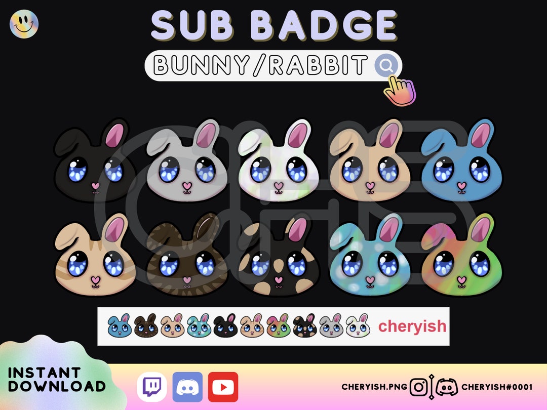 Bunny Sub Badge Rabbit Sub Badge Bunny Bit Badge Bunny Cheer Badge ...