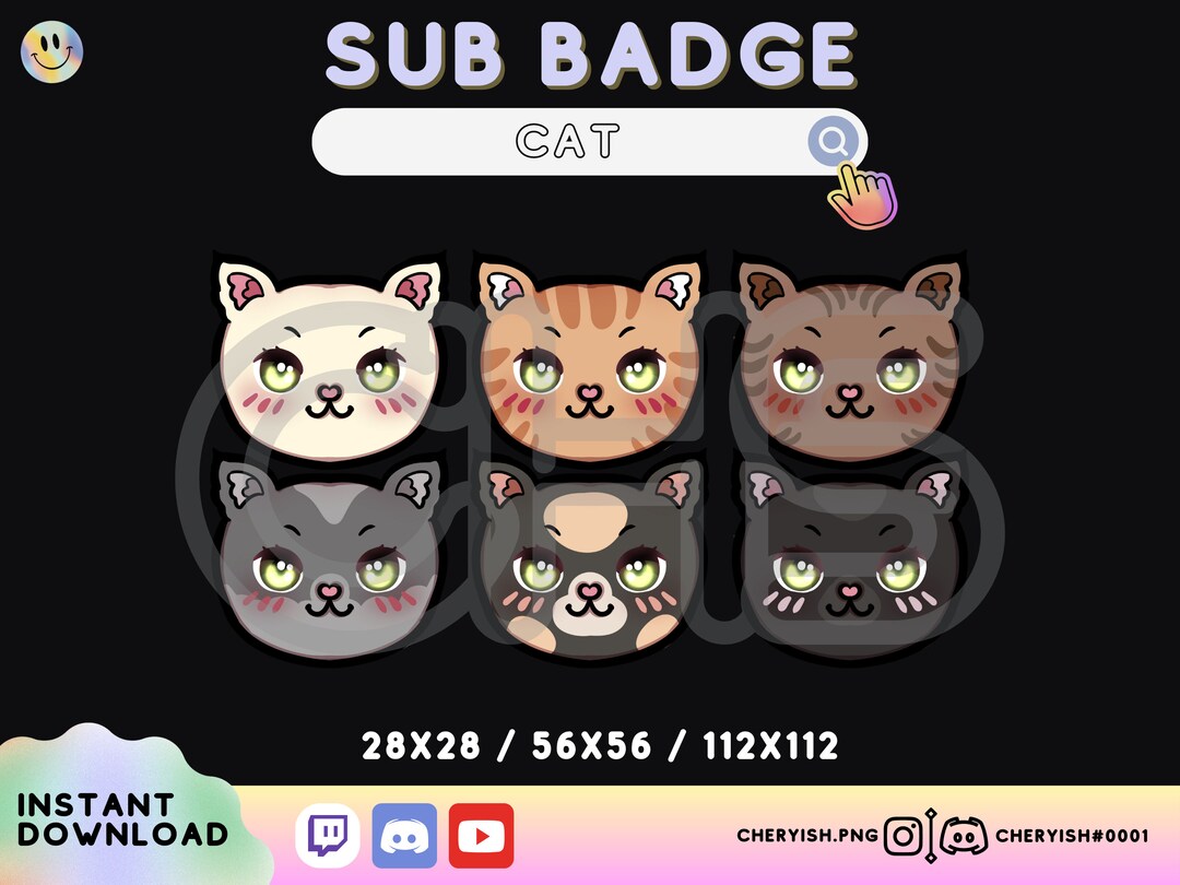Twitch Sub Badge Cat Sub Badge Cat Bit Badge Cat Cheer Badge - Etsy