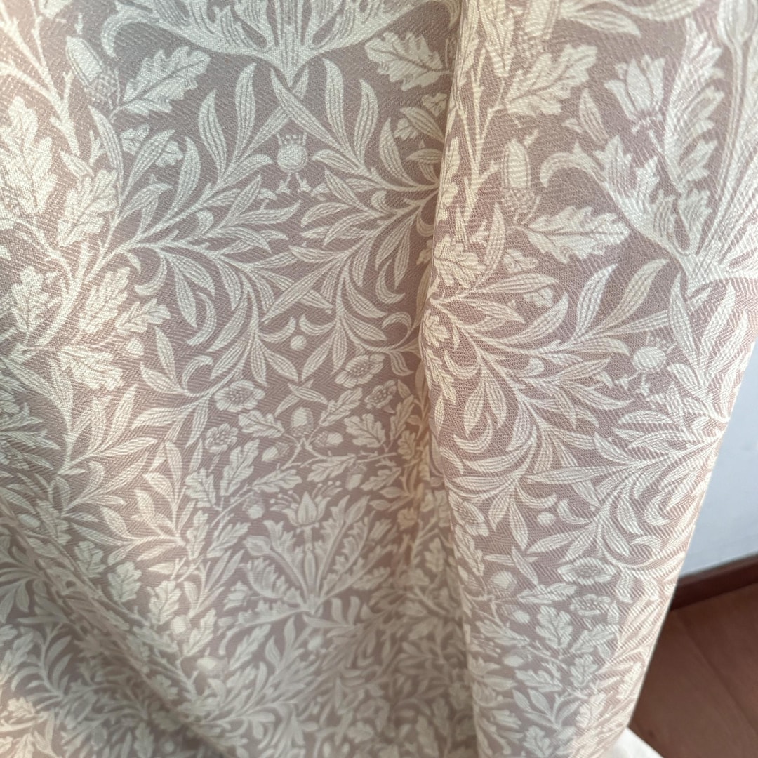 Botanical Print Curtain, Elegant Leaf Pattern Curtain, Soft Natural ...