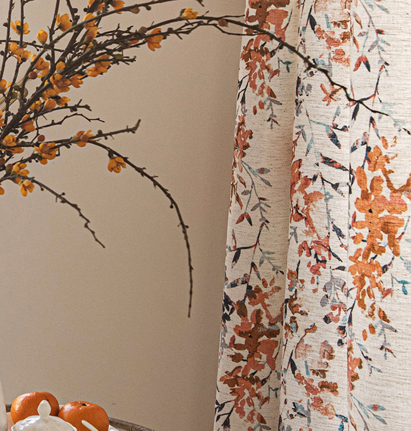 Custom Bohemian Orange Floral Curtains Blackout Curtains - Etsy