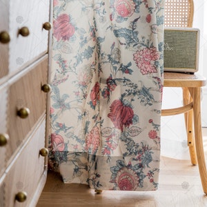Vintage Red Floral Curtains - Custom Curtains for Living Room and ...