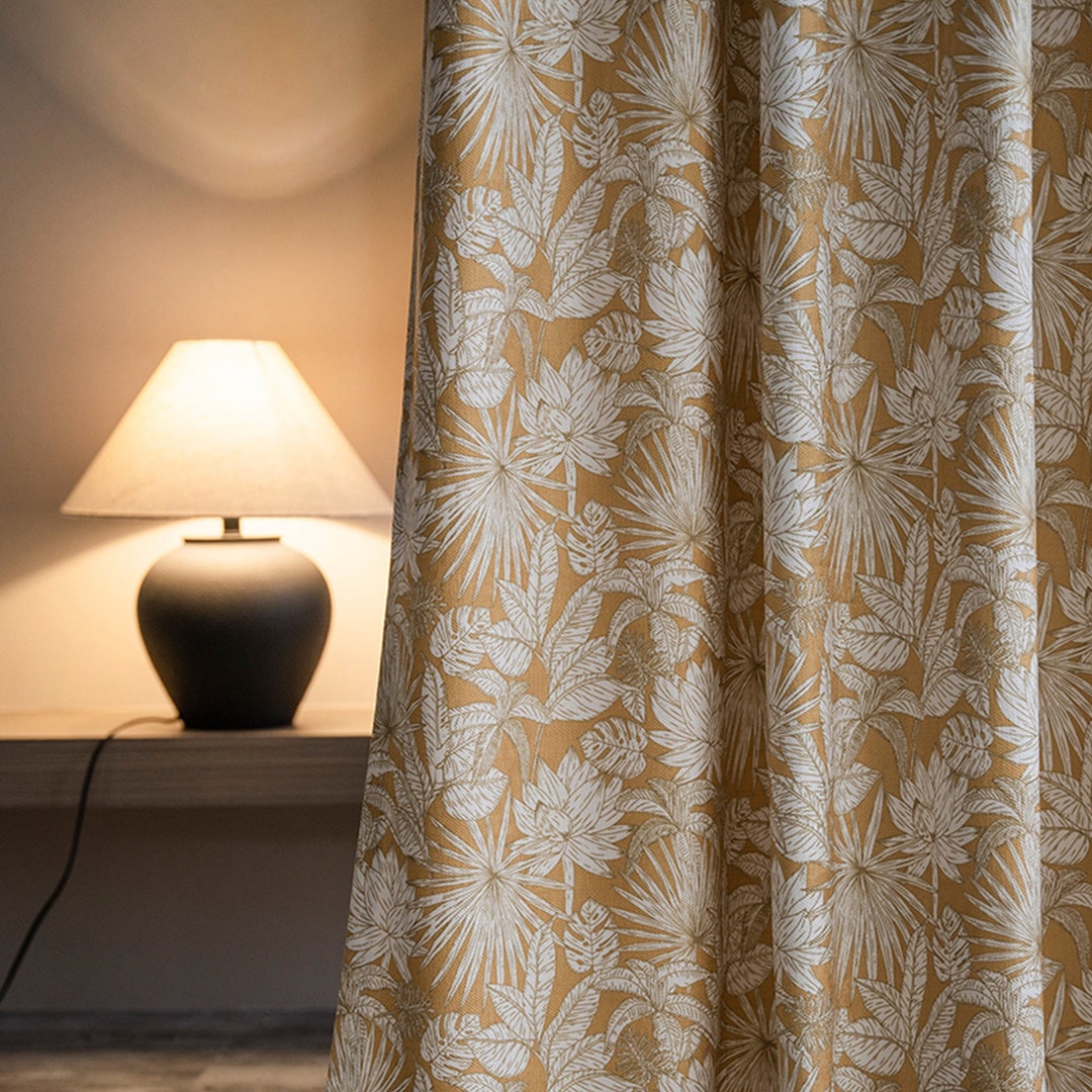 Tropical Leaf Print Curtains - Custom Curtains for Living Room and ...