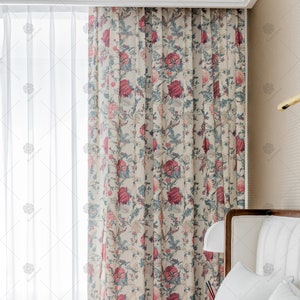 Vintage Red Floral Curtains - Custom Curtains for Living Room and ...