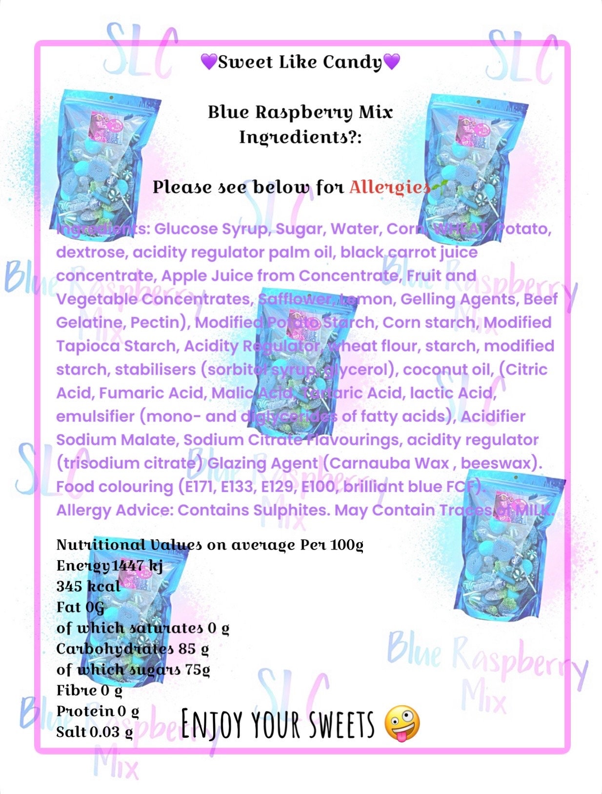 Blue Raspberry Sweet Mix Sweet Pouch Sweet Like Candy UK Sweets Pick N ...