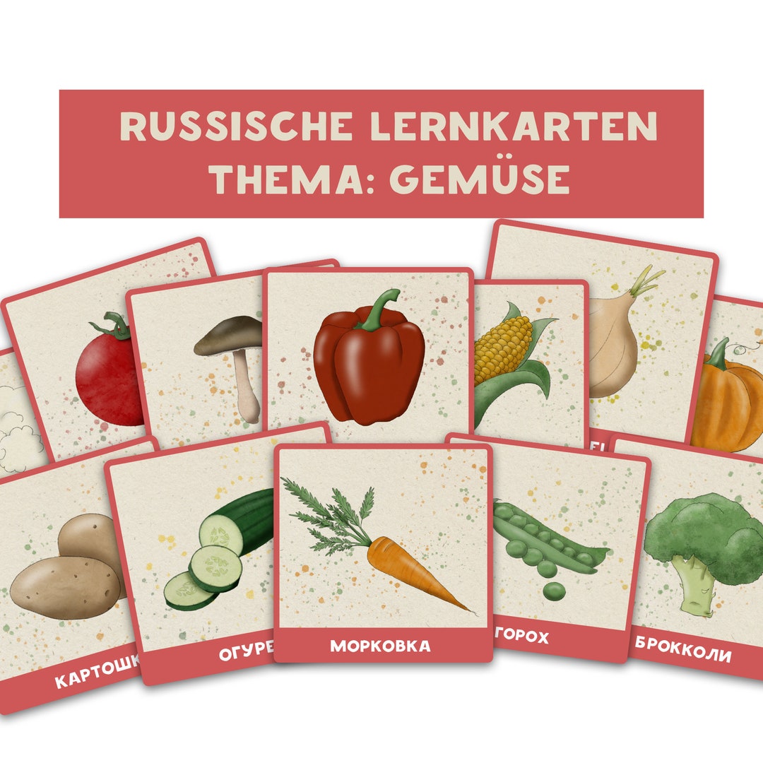 Flashcards in Russian for Download Theme: Vegetables - Etsy