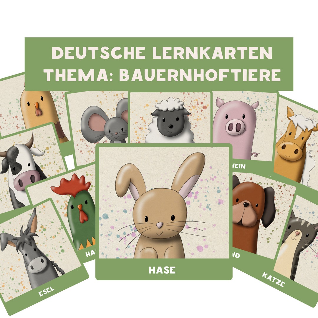 Flashcards in German for Download Theme: Farm Animals - Etsy