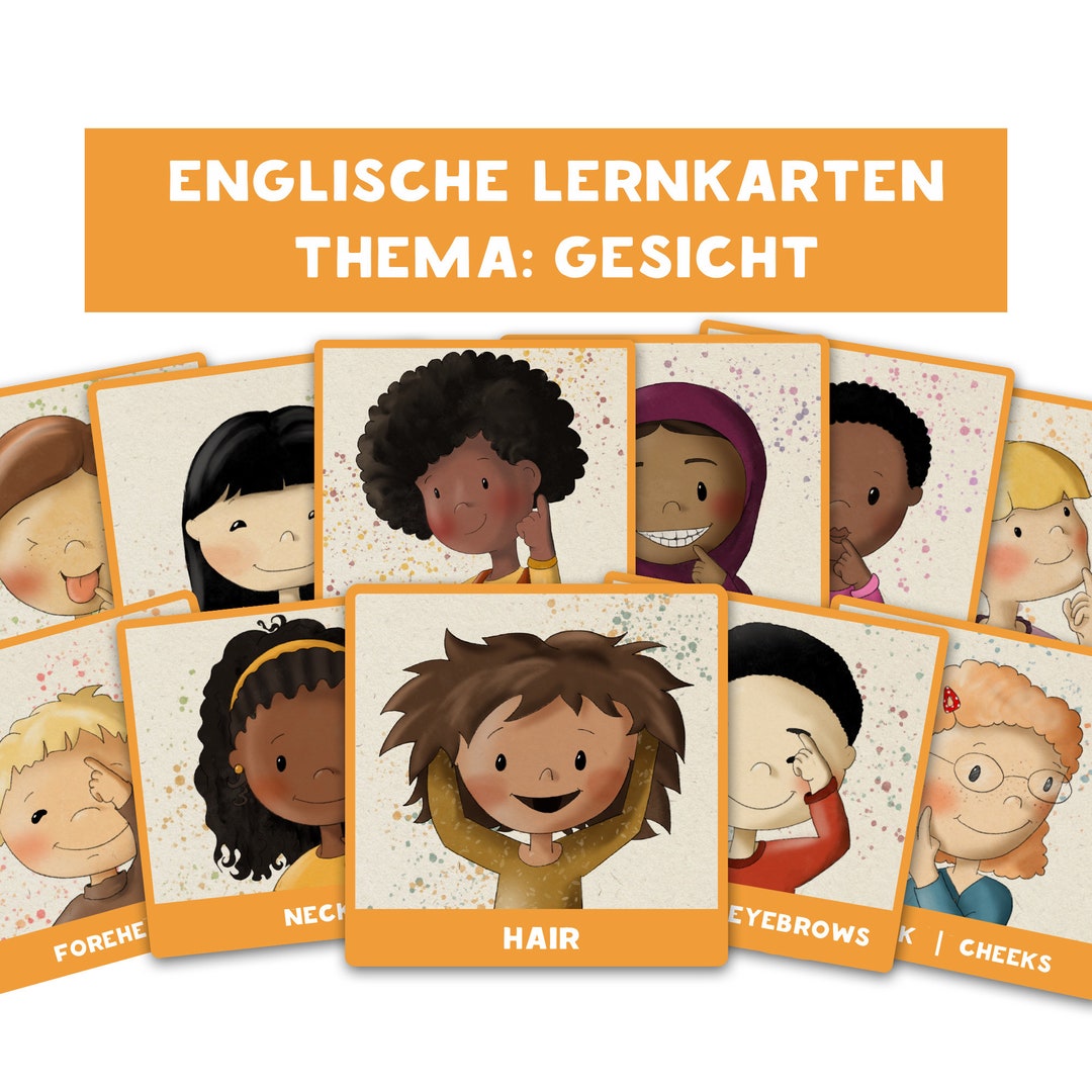Flashcards in English for Download Subject: Face - Etsy