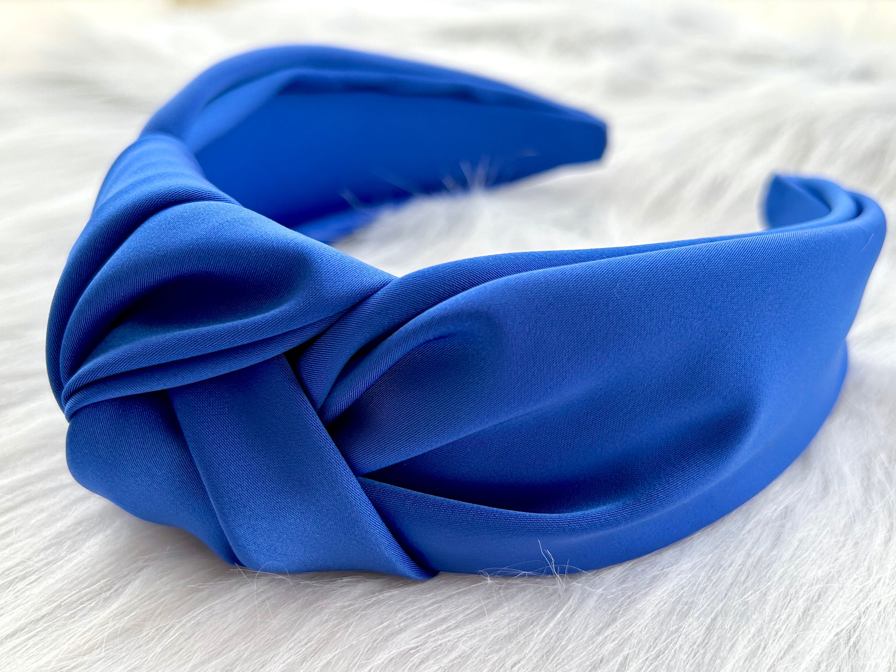 Royal Blue Hair Band, Women Headband，fashion Satin Top Knot Headband ...