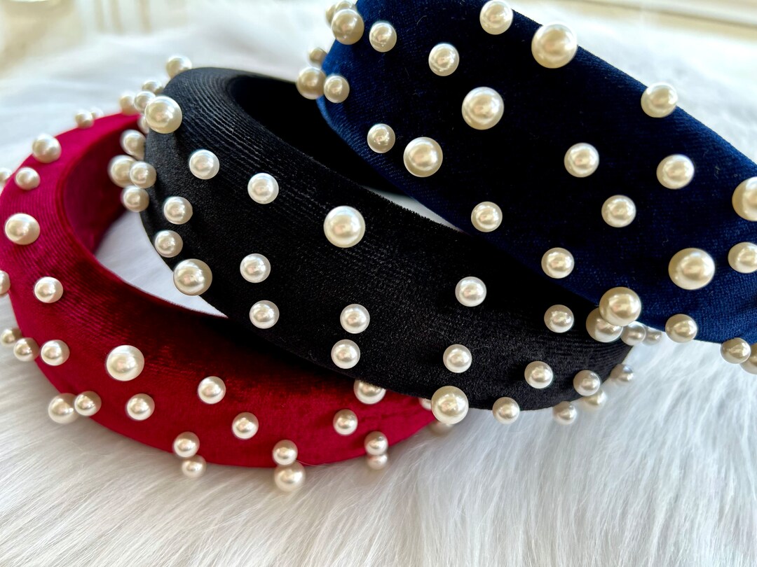 Exquisite Velvet Hair Band,imitation Pearl Hairband,winter Hair Band ...