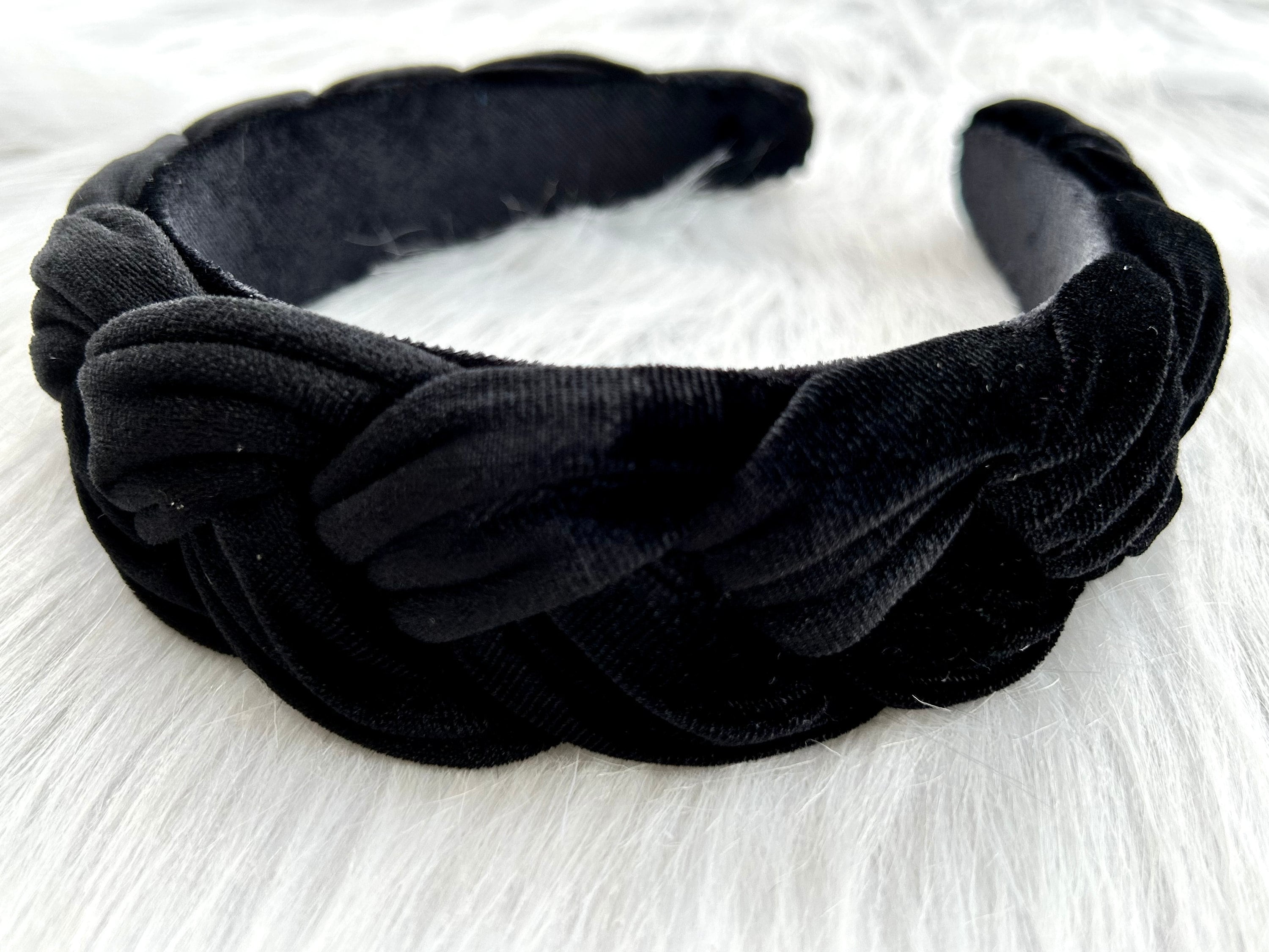 Premium Black Velvet Braided Hair Bandvintage Elegant Hair - Etsy