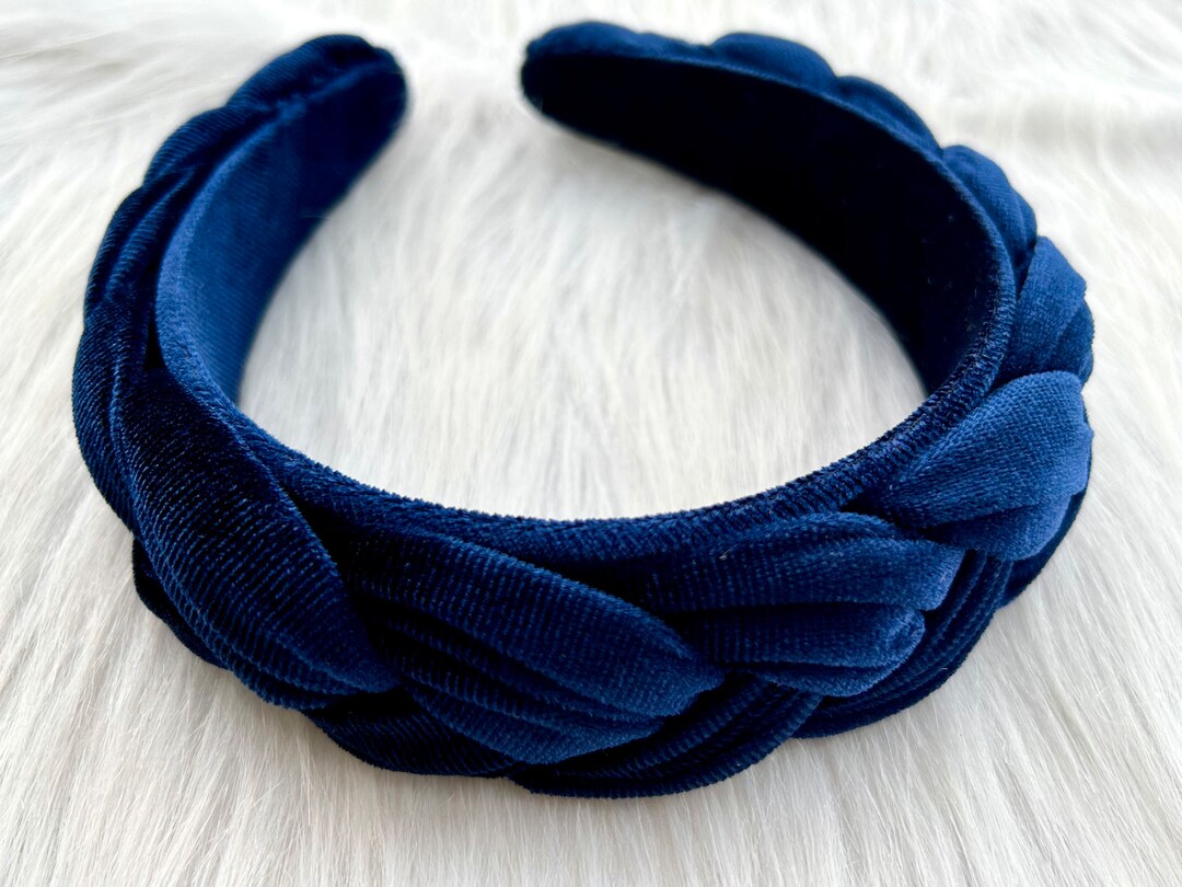 Premium Navy Blue Braided Hair Band,vintage Elegant Hair Band,navy Blue ...