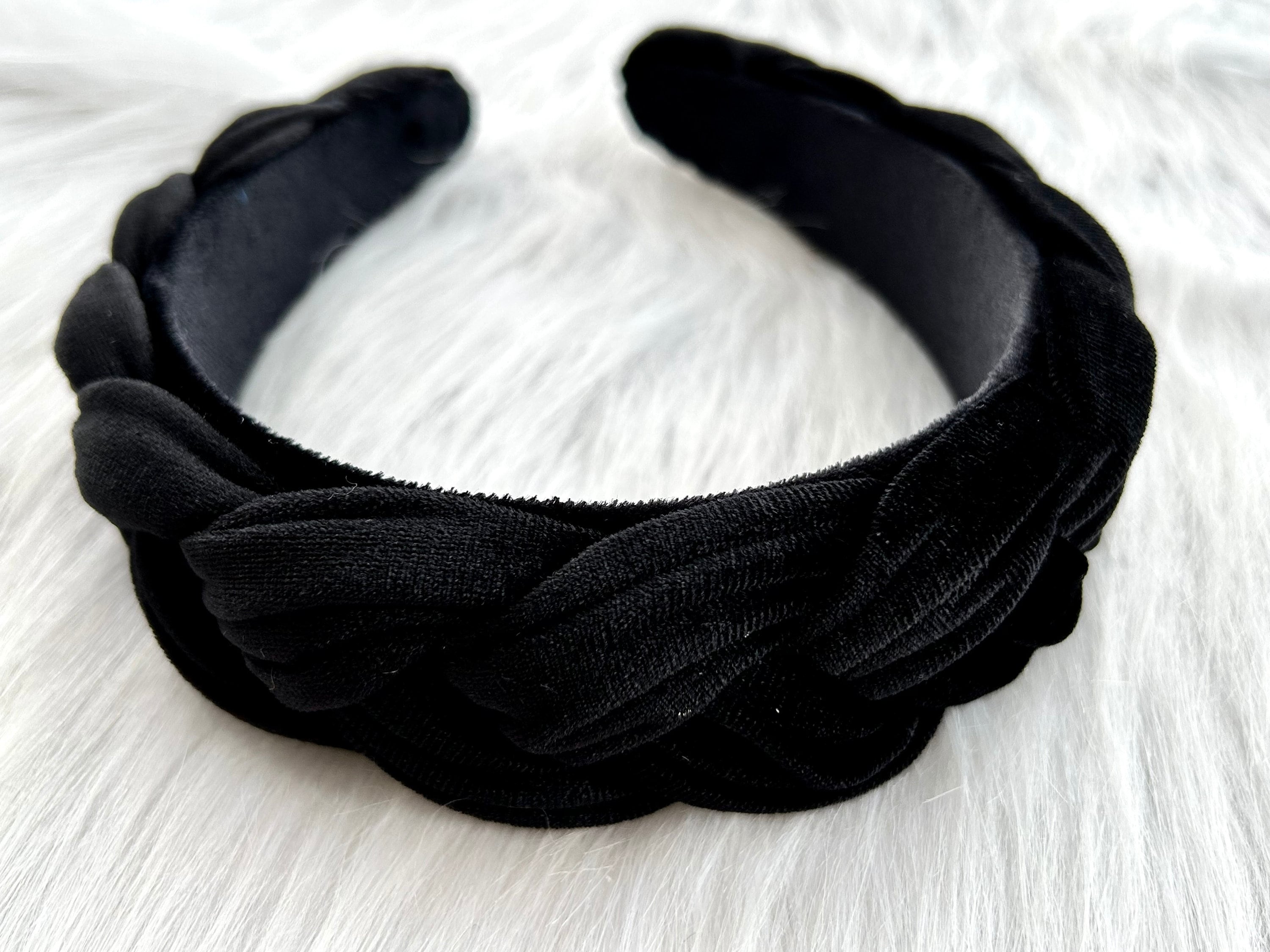 Premium Black Velvet Braided Hair Bandvintage Elegant Hair - Etsy