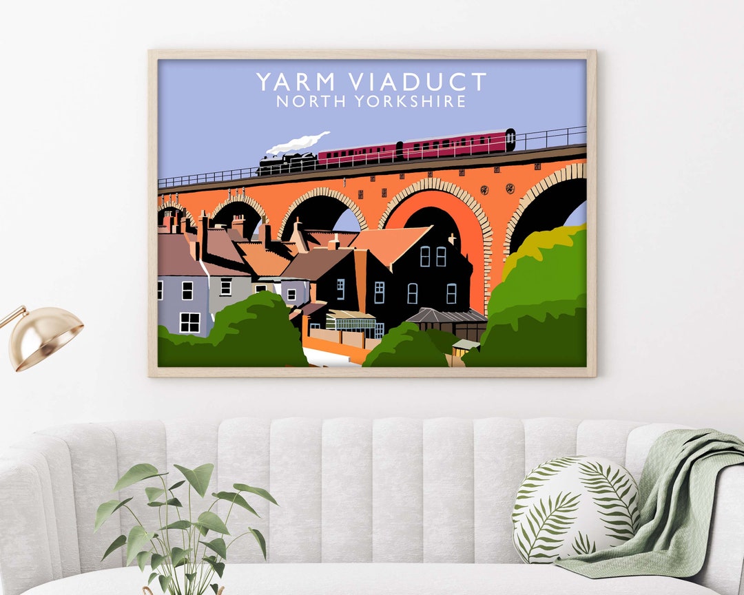 Yarm Viaduct Vintage Travel Poster, Framed Wall Art Print - Etsy
