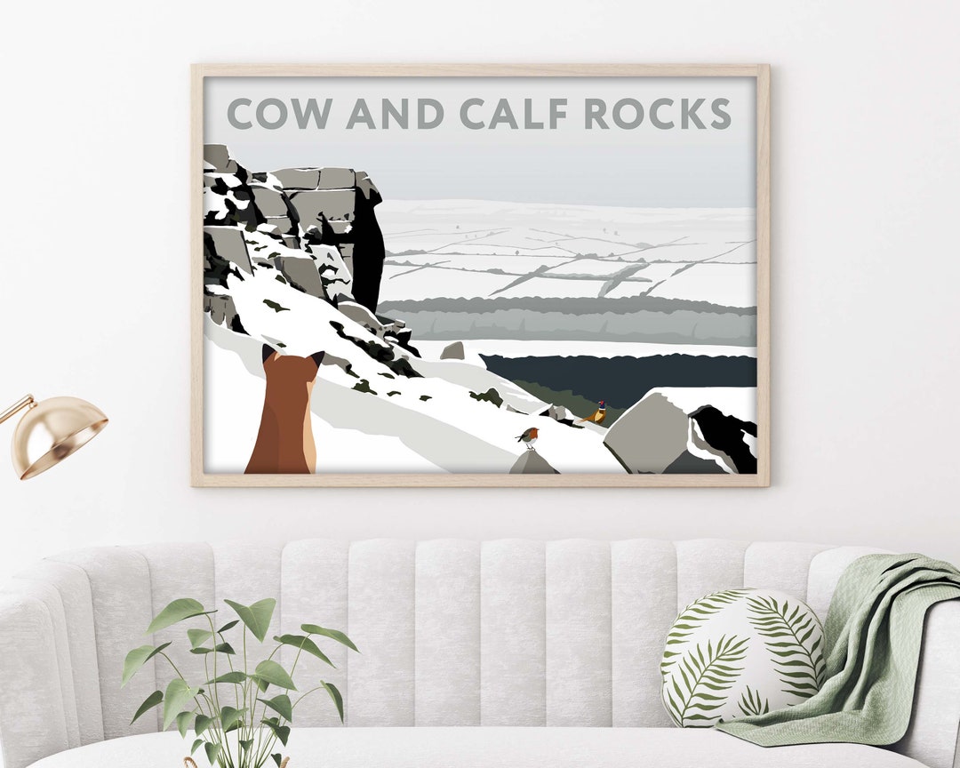 Cow and Calf Rocks Vintage Travel Poster, Framed Wall Art Print - Etsy