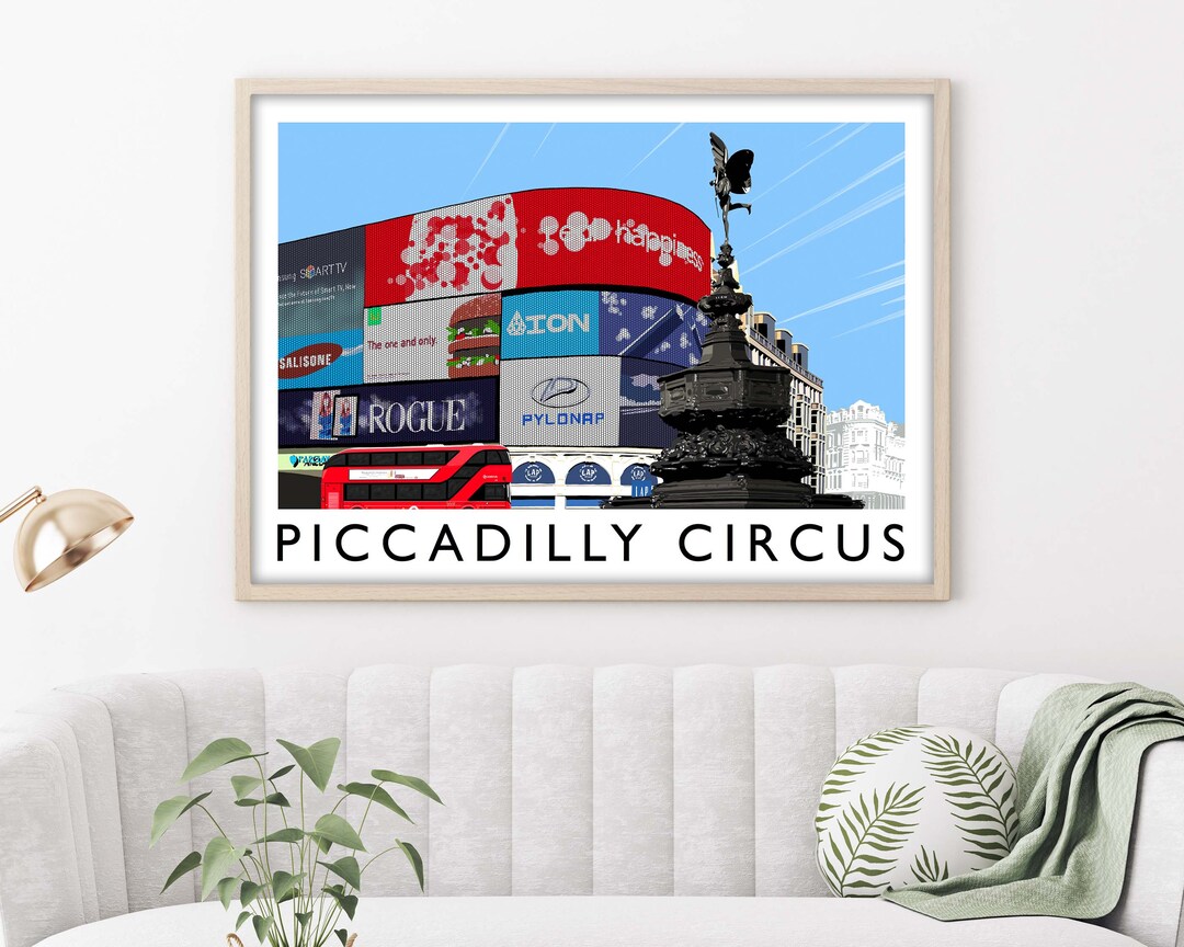 London Print, Piccadilly Circus Travel Poster - Etsy