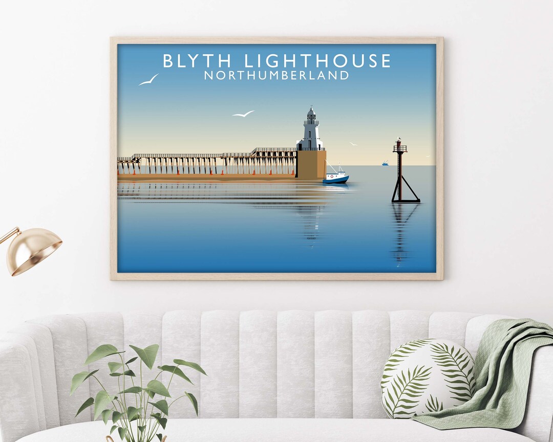 Blyth Lighthouse Vintage Travel Poster, Framed Wall Art Print - Etsy