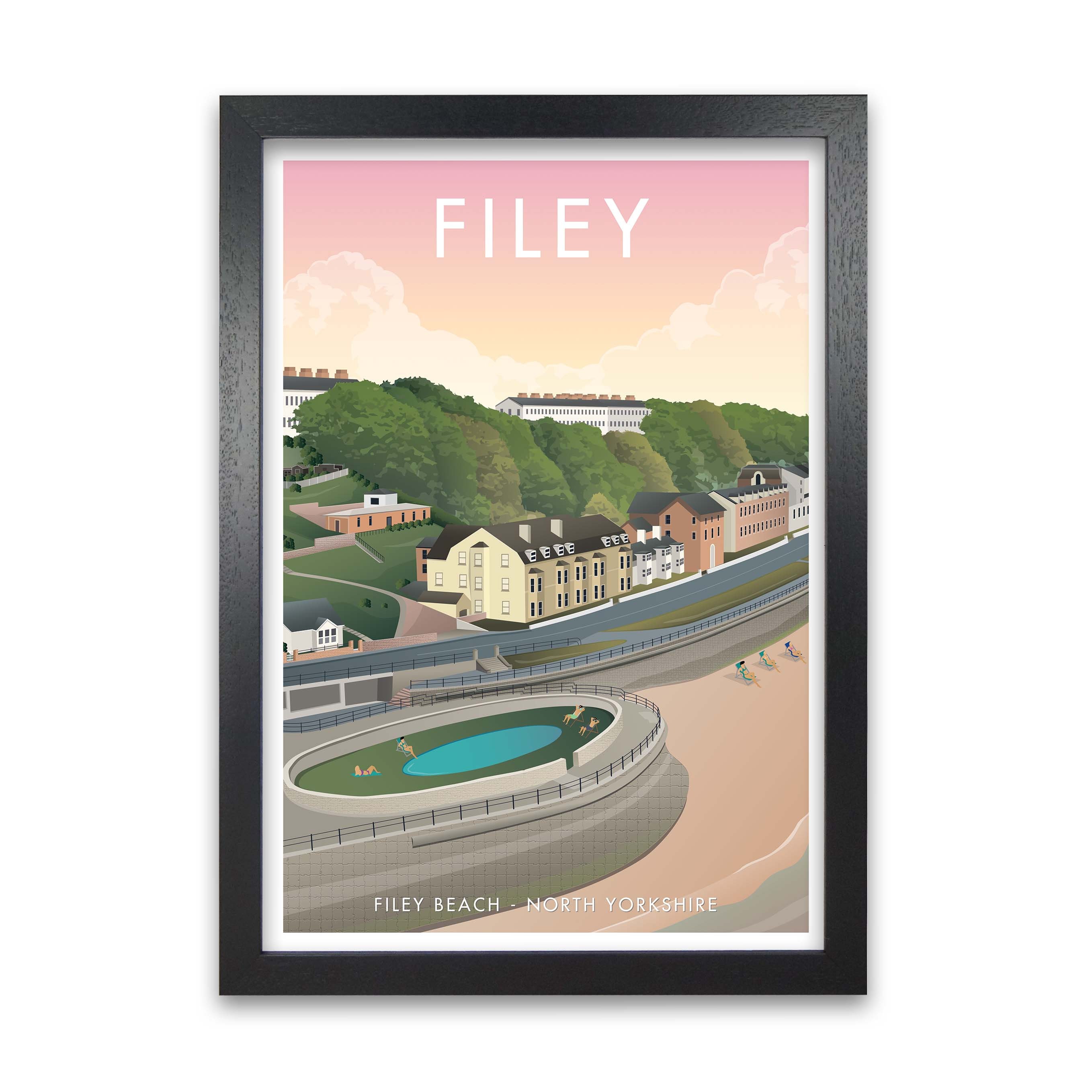 Filey Print Yorkshire Travel Poster Travel Art Gift Vintage - Etsy